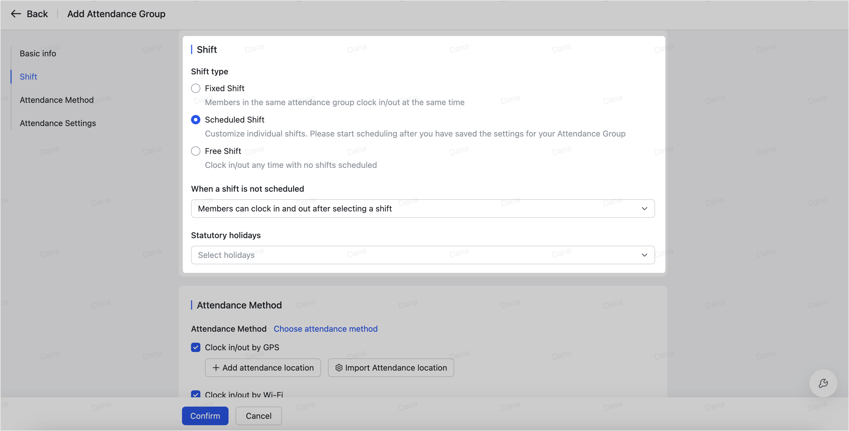 Admin | Set scheduled shift