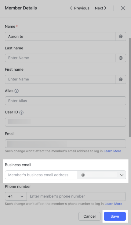 Admin | Assign business email addresses to members