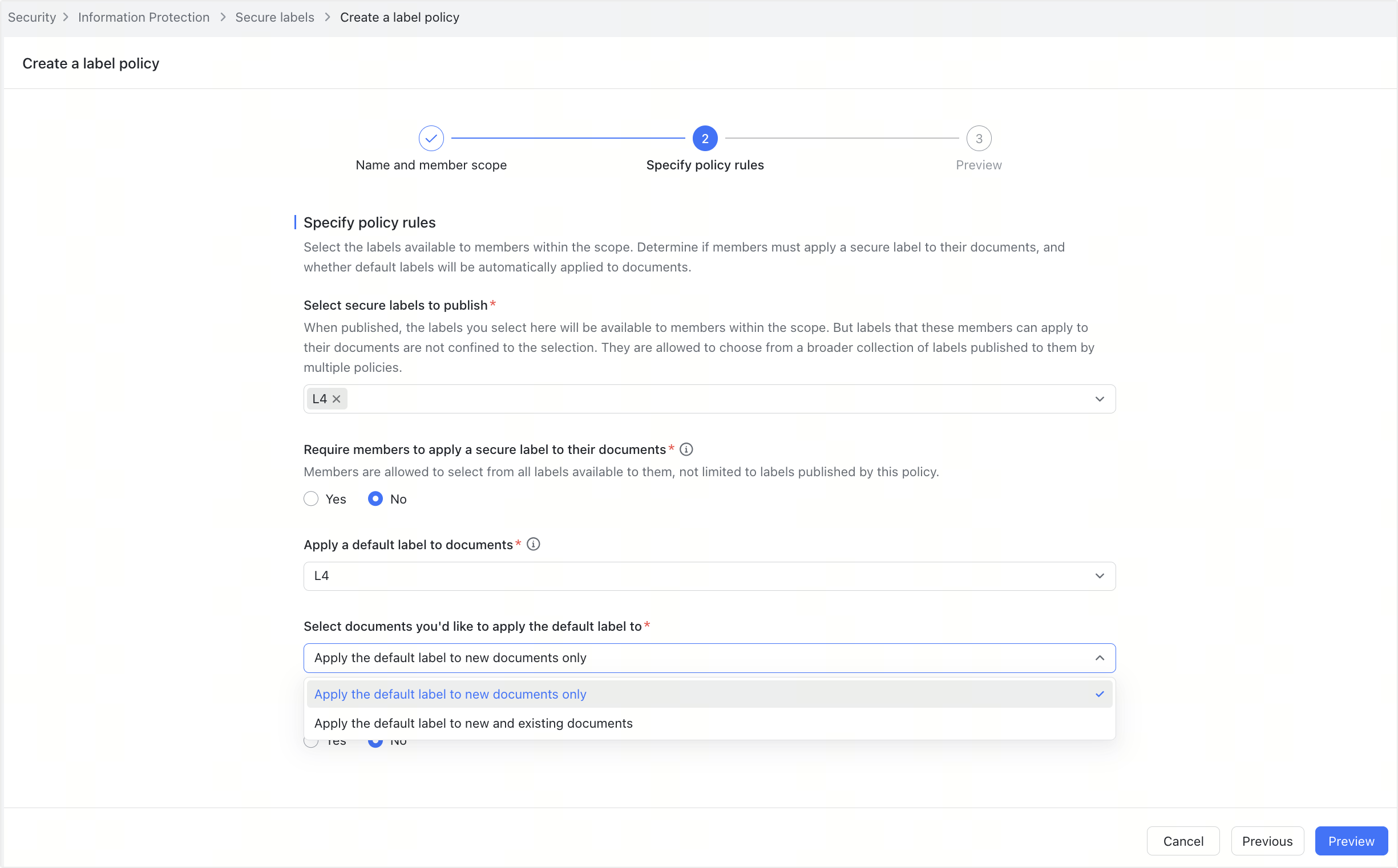 Admin | Create secure labels and label policies