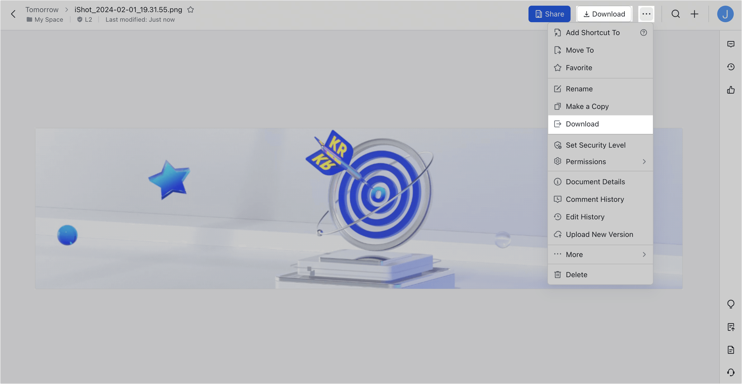 Download documents or folders to your device