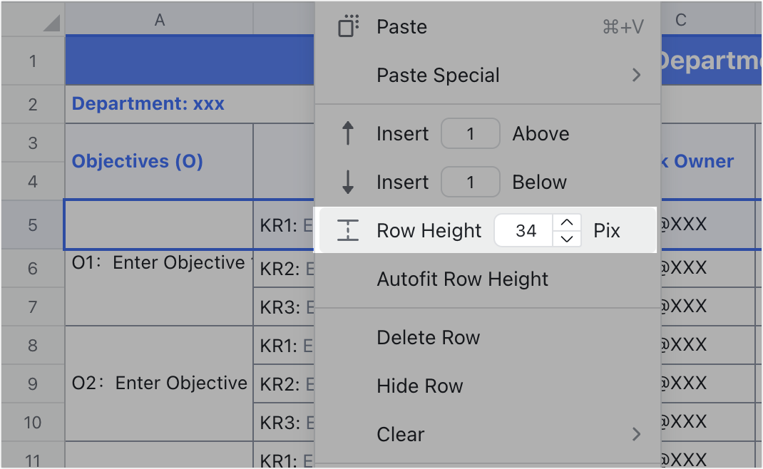 Adjust row height and column width in Sheets Adjust row height and column width in Sheets