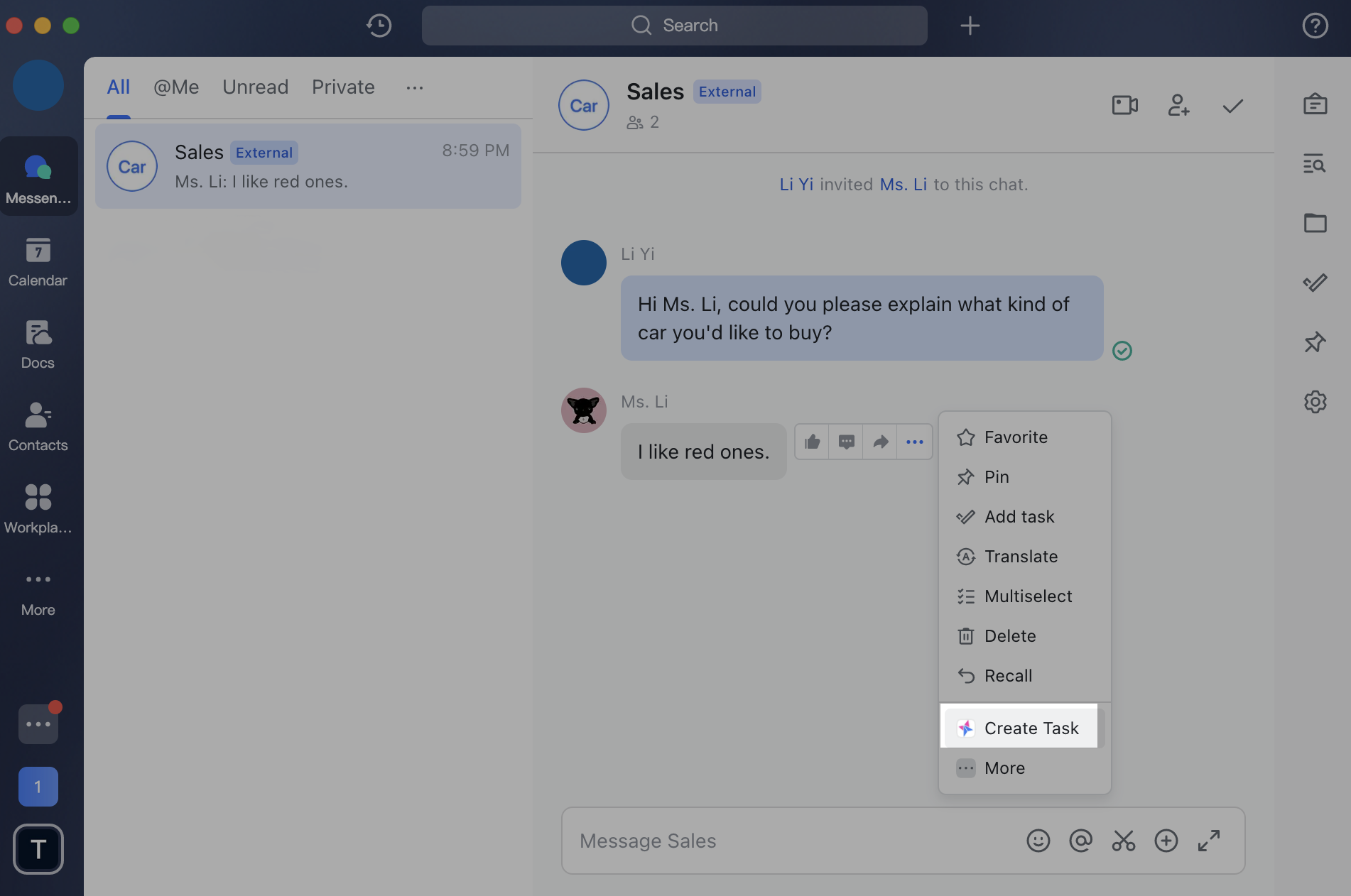 Use message shortcuts in the message action menu Use message shortcuts in the message action menu