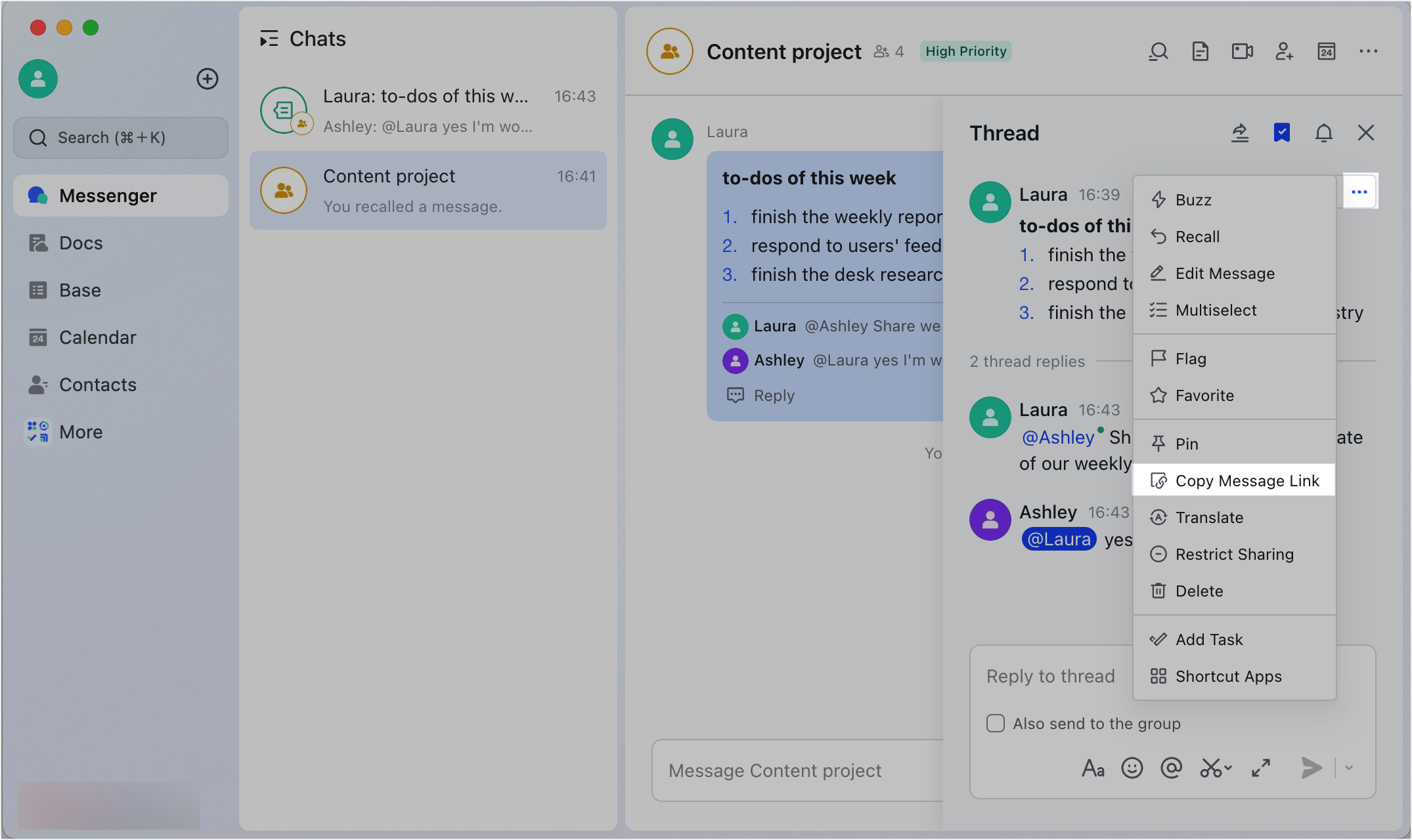 Copy and paste a message link