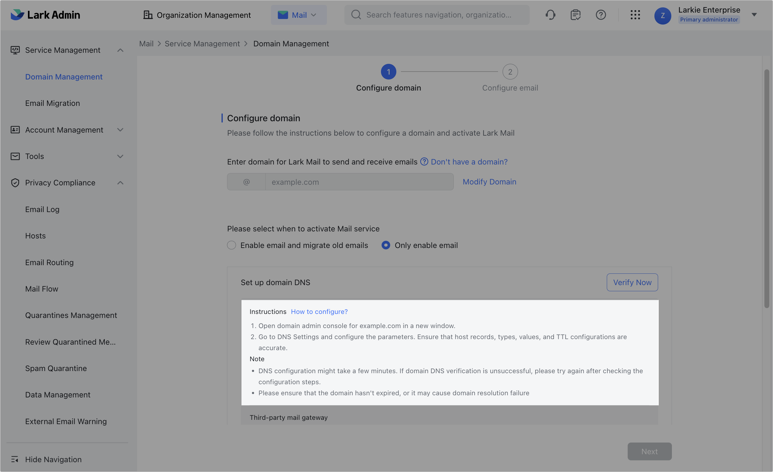 Admin | Set up an outbound email gateway