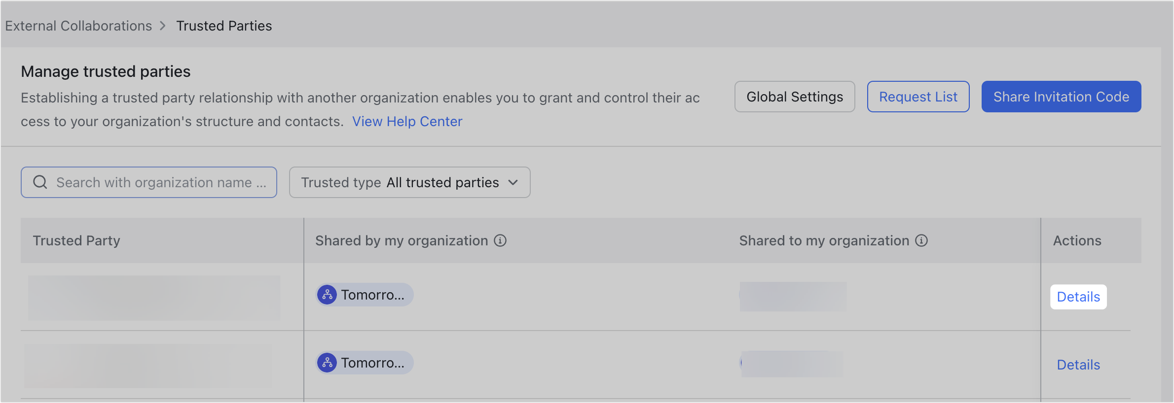 Admin | Establish and manage a trusted-party relationship