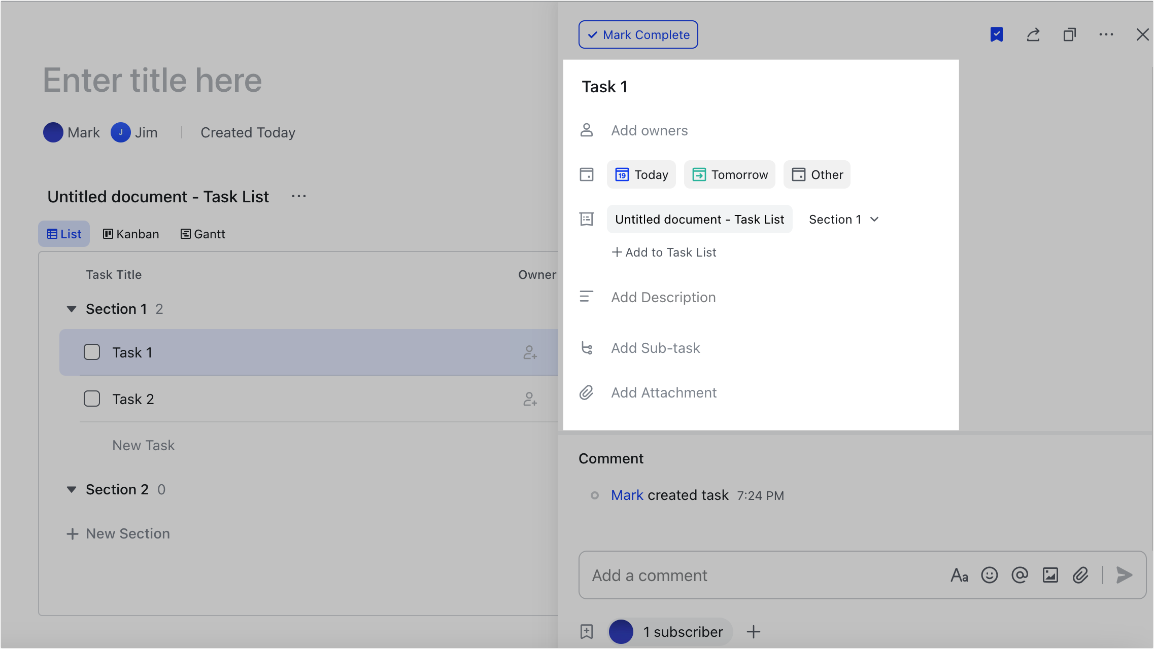 Use task lists in documents