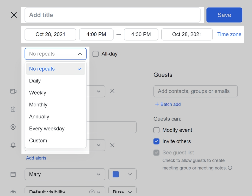 Create an event and invite guests