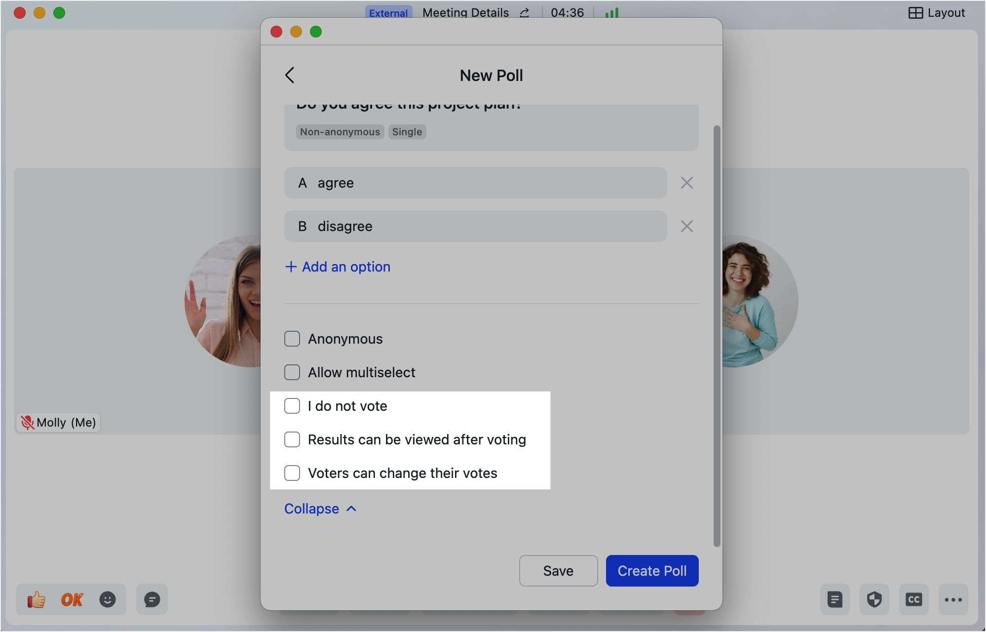 Conduct polls during meetings