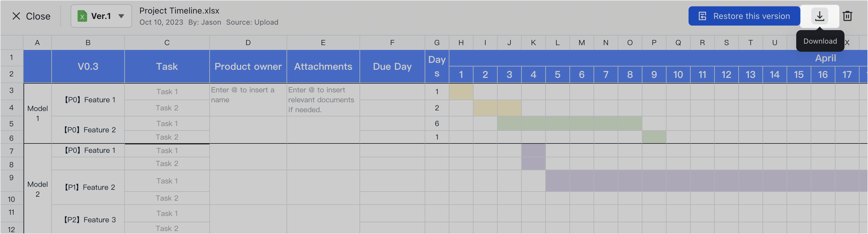 View, update, restore, or delete file versions