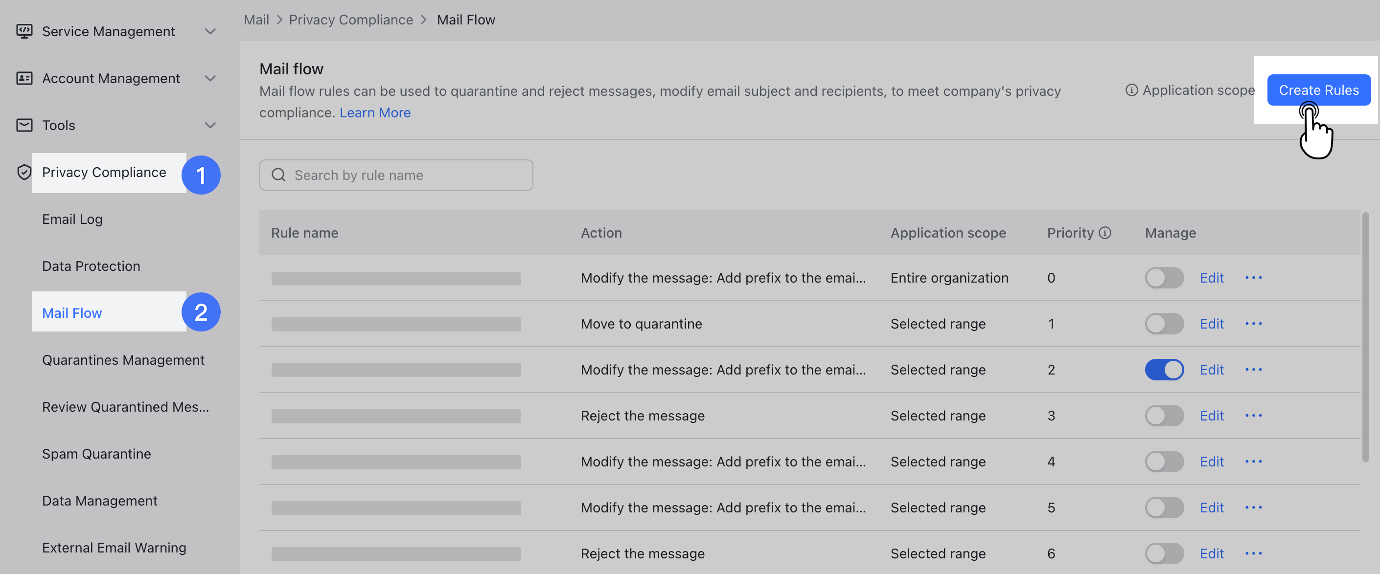 Admin | Set up mail flow rules