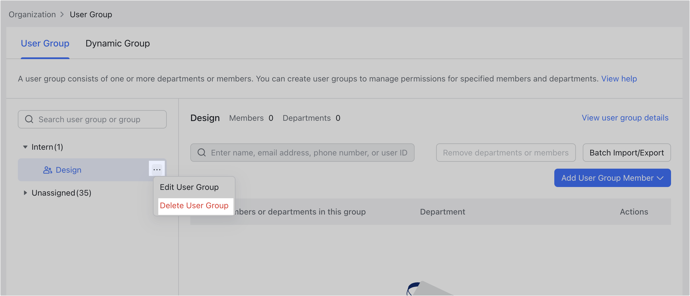 Admin | Manage user groups