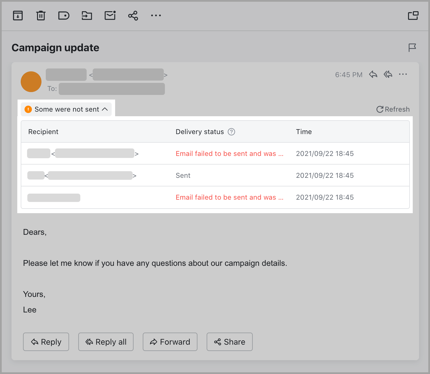 View email delivery status