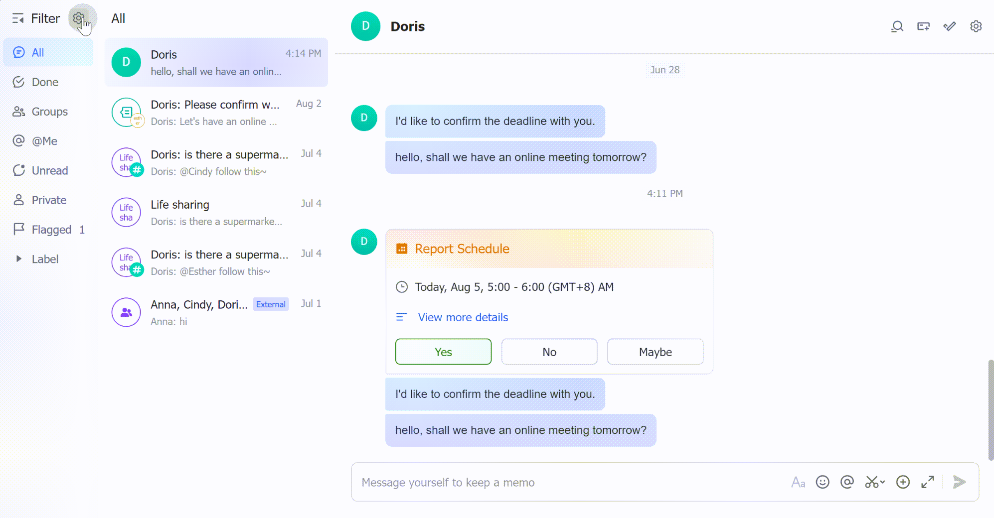 Filter what you see in Lark Messenger