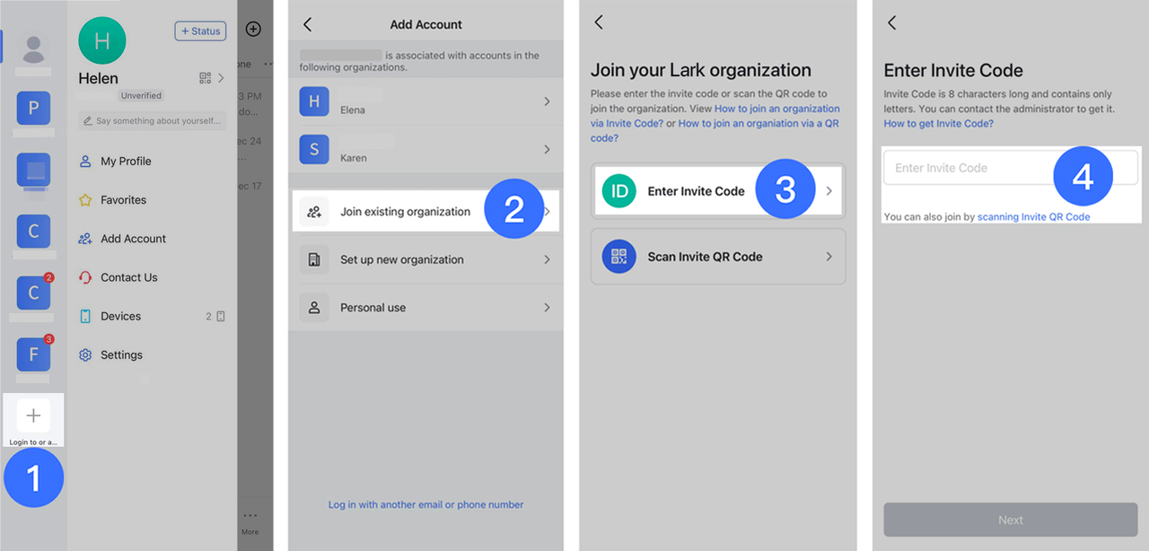 Use an Invite Code to join an organization
