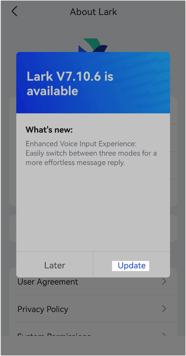Check or update your version of Lark