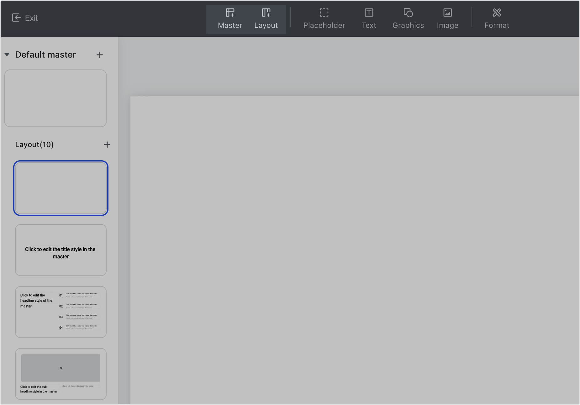 Set the slide master and layout