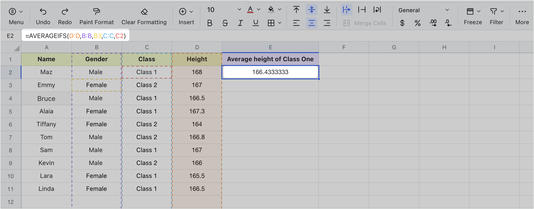 AVERAGEIFS function for Sheets