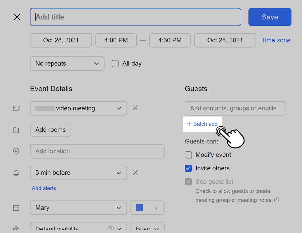 Create an event and invite guests