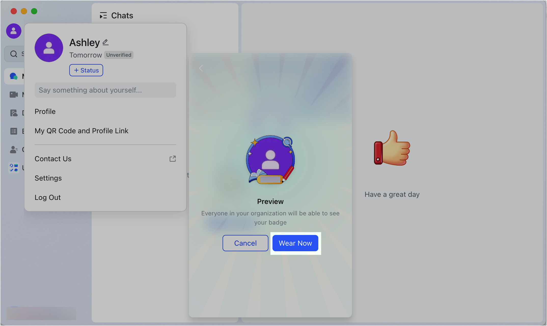 Wear or remove a badge