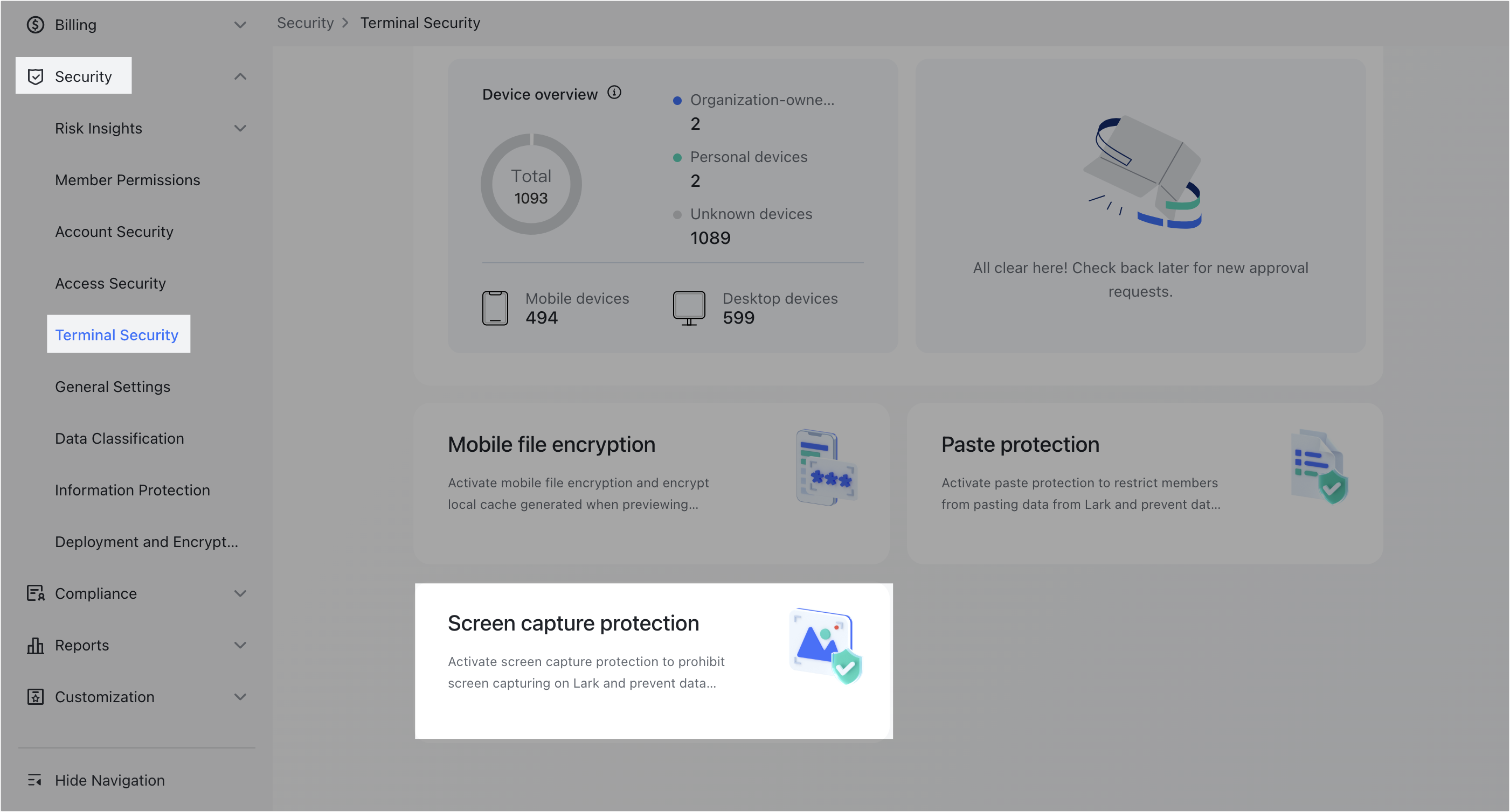 Admin | Turn on screen capture protection