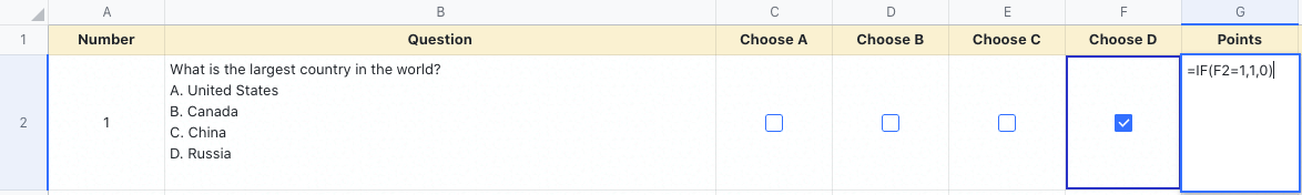 Use checkboxes in Sheets