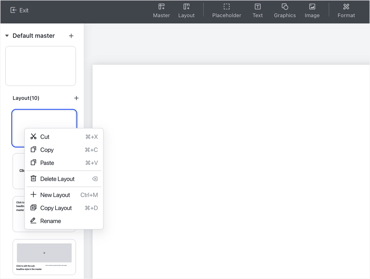 Set the slide master and layout