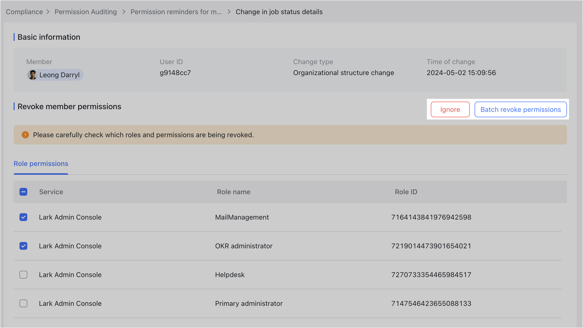 Admin | View and audit member permissions