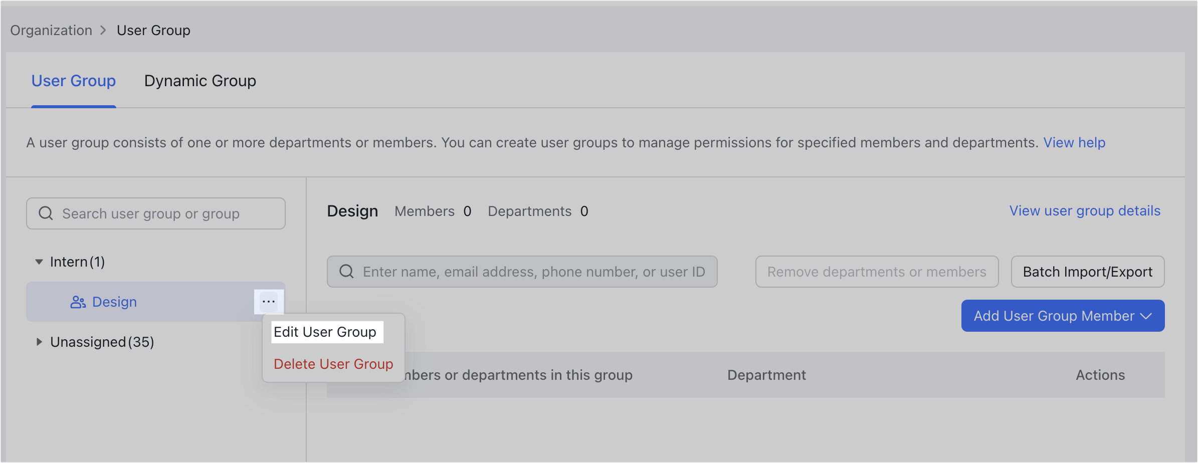 Admin | Manage user groups