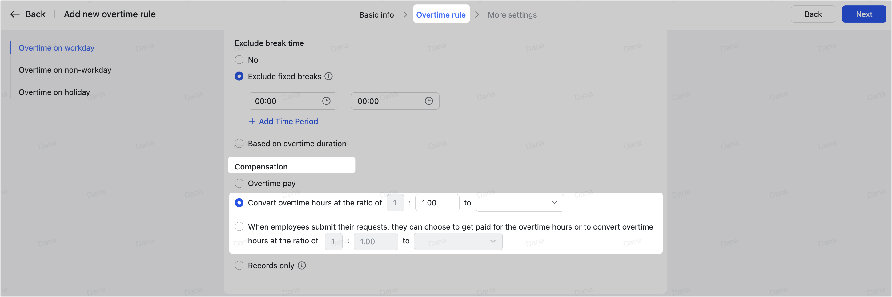 Admin | Configure overtime rules