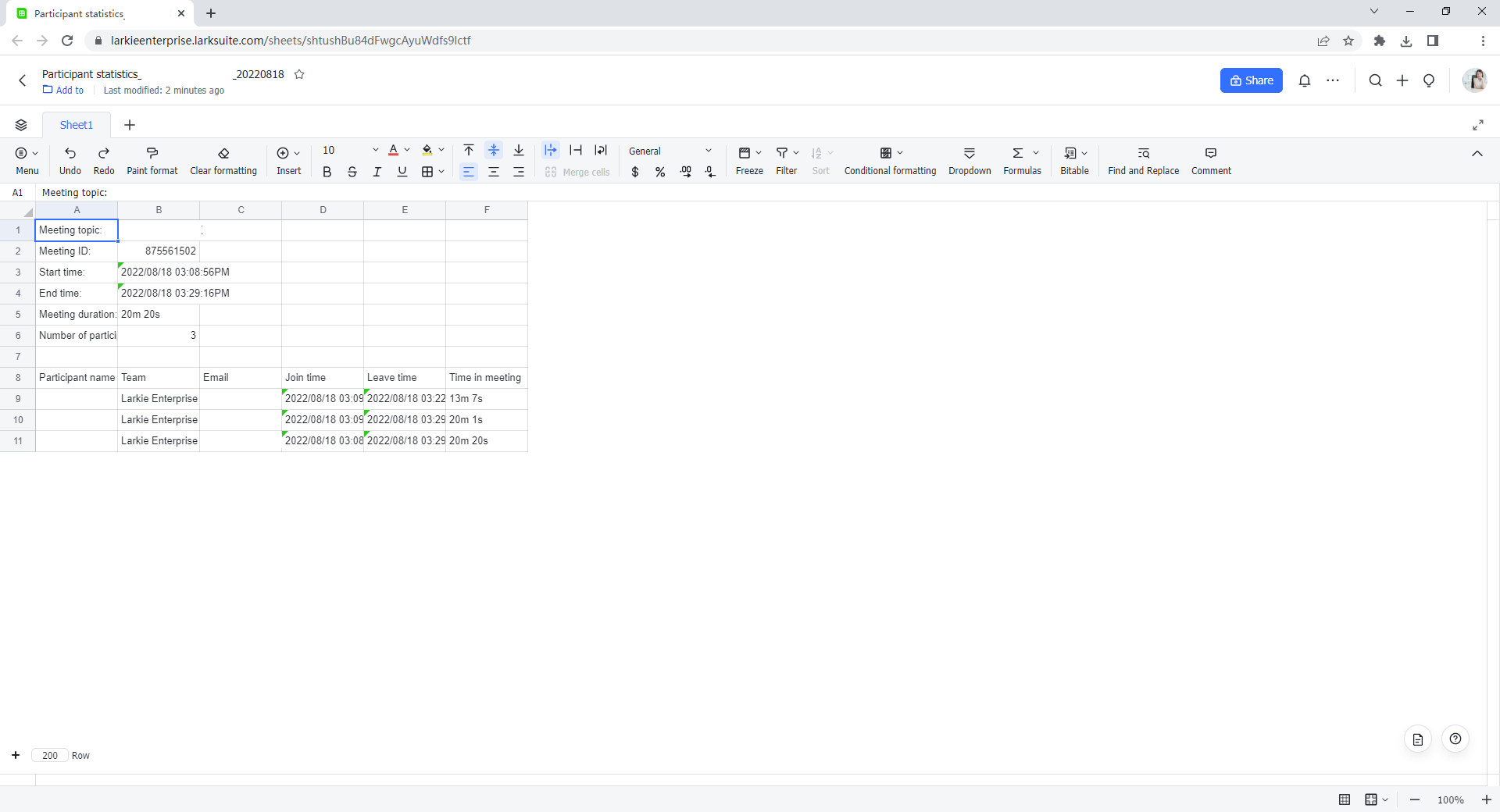View and export participant statistics