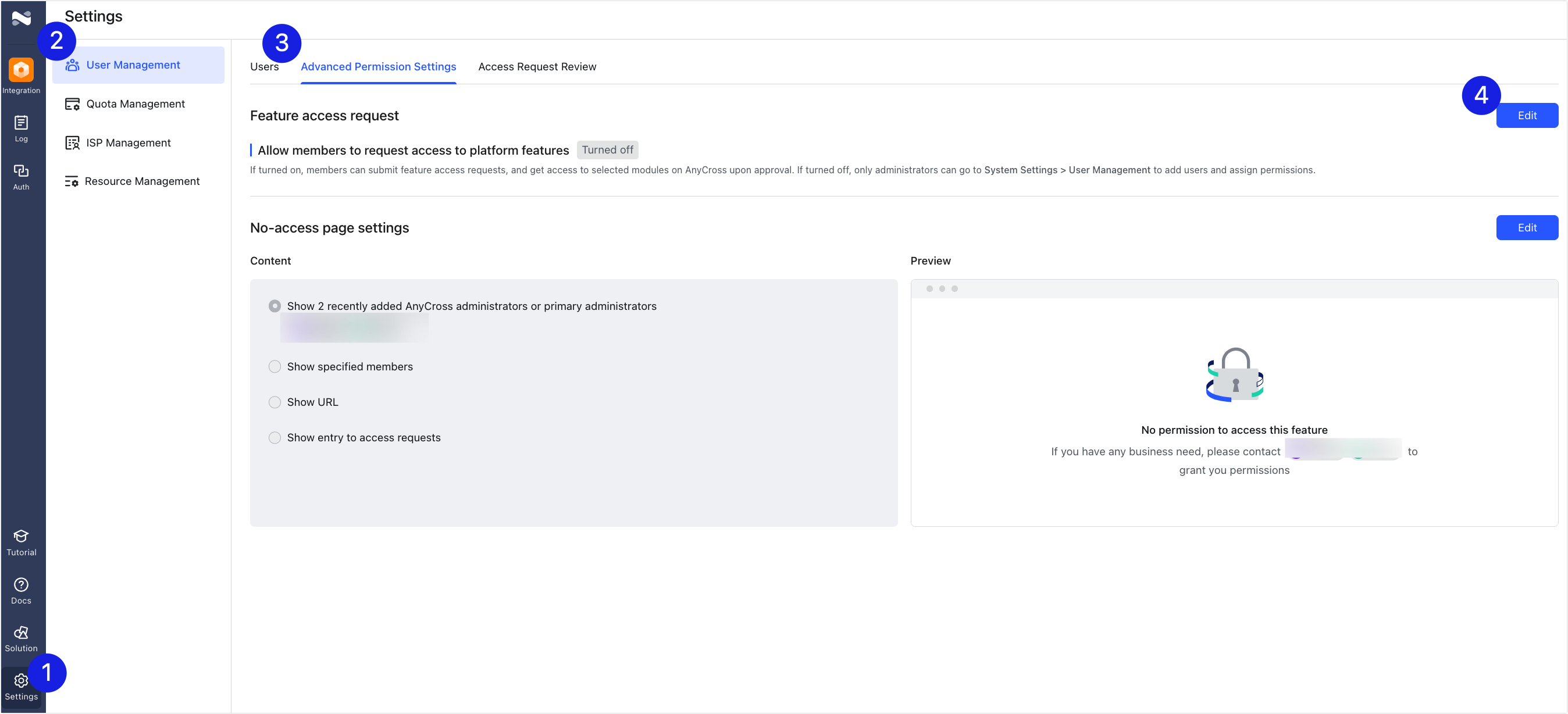 Manage user permission requests