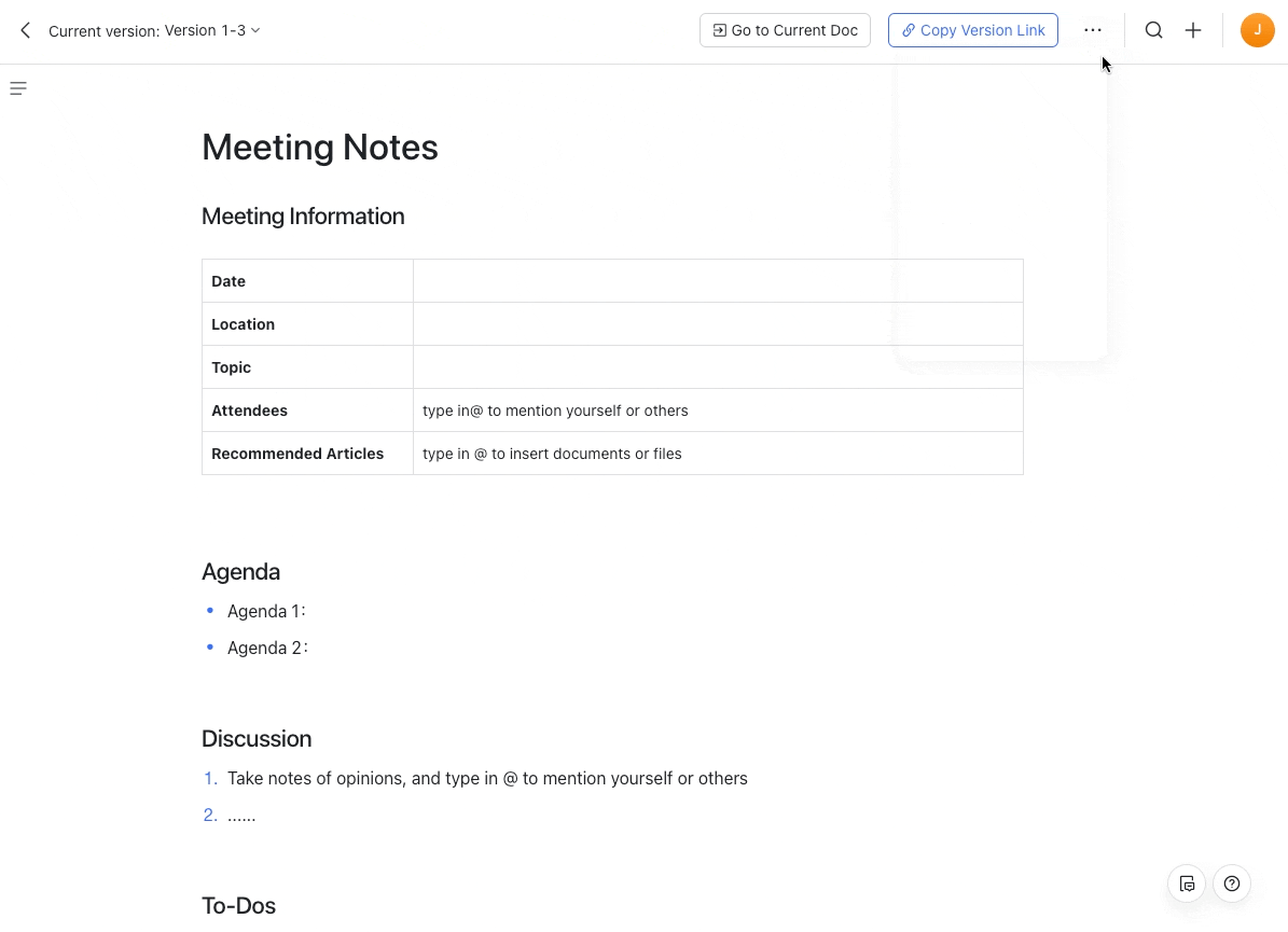 Use version management in Docs