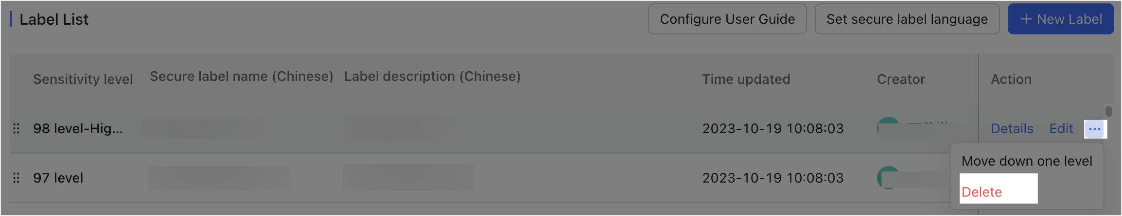 Admin | Create secure labels and label policies
