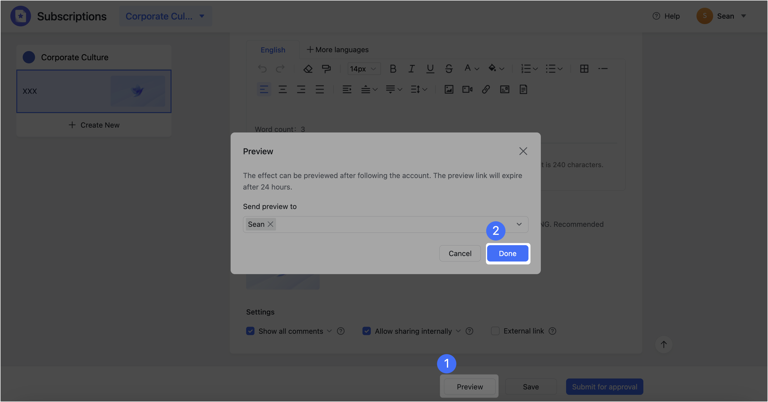 Create and send Subscriptions content