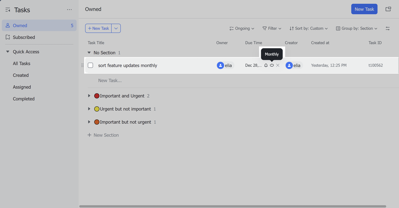 Create and manage repeating tasks