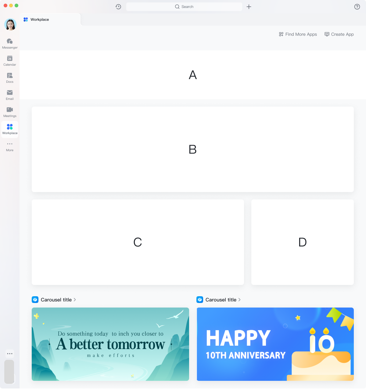 Image specifications for the Carousel block in Custom Workplace