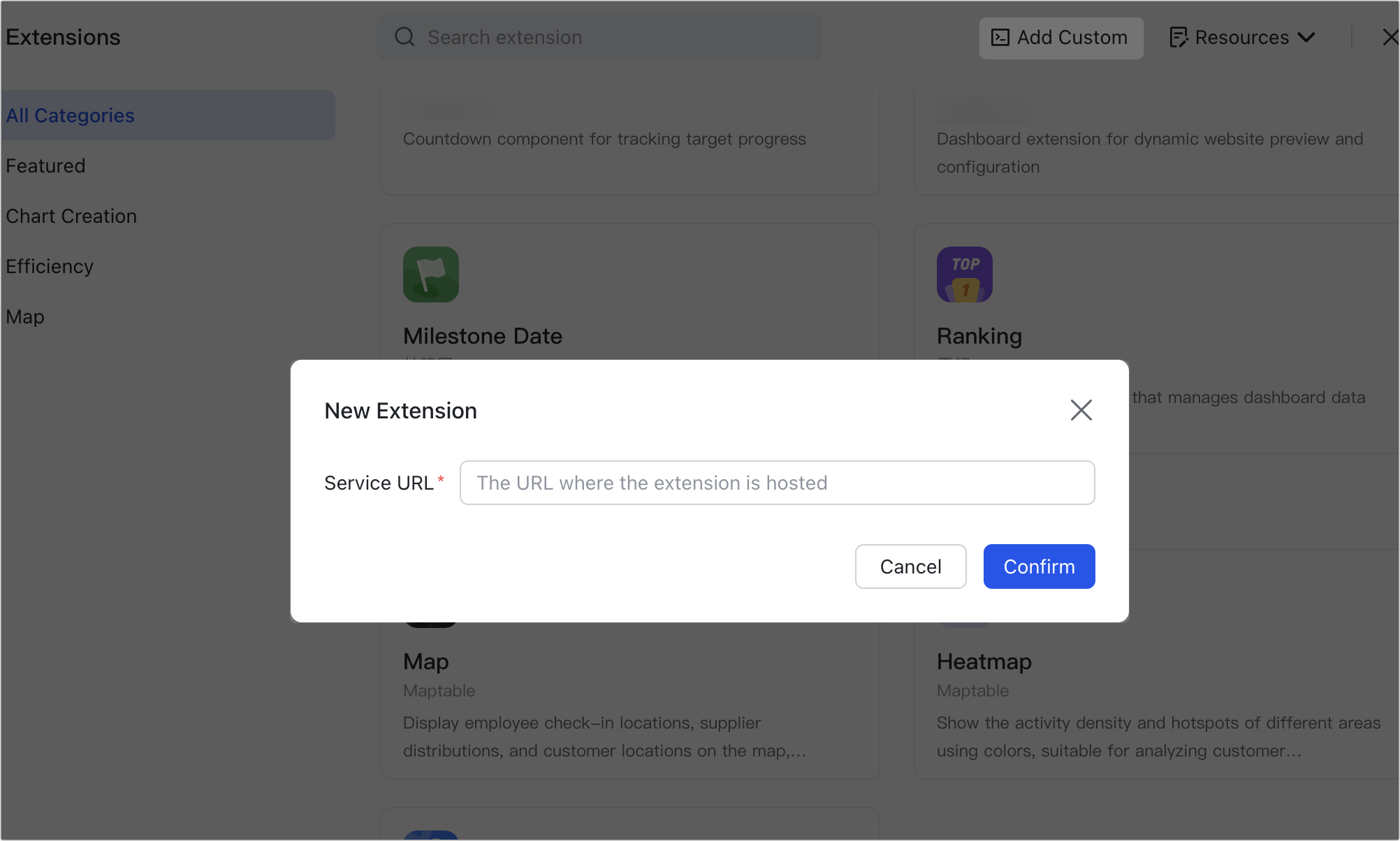 Use extensions in Base dashboards