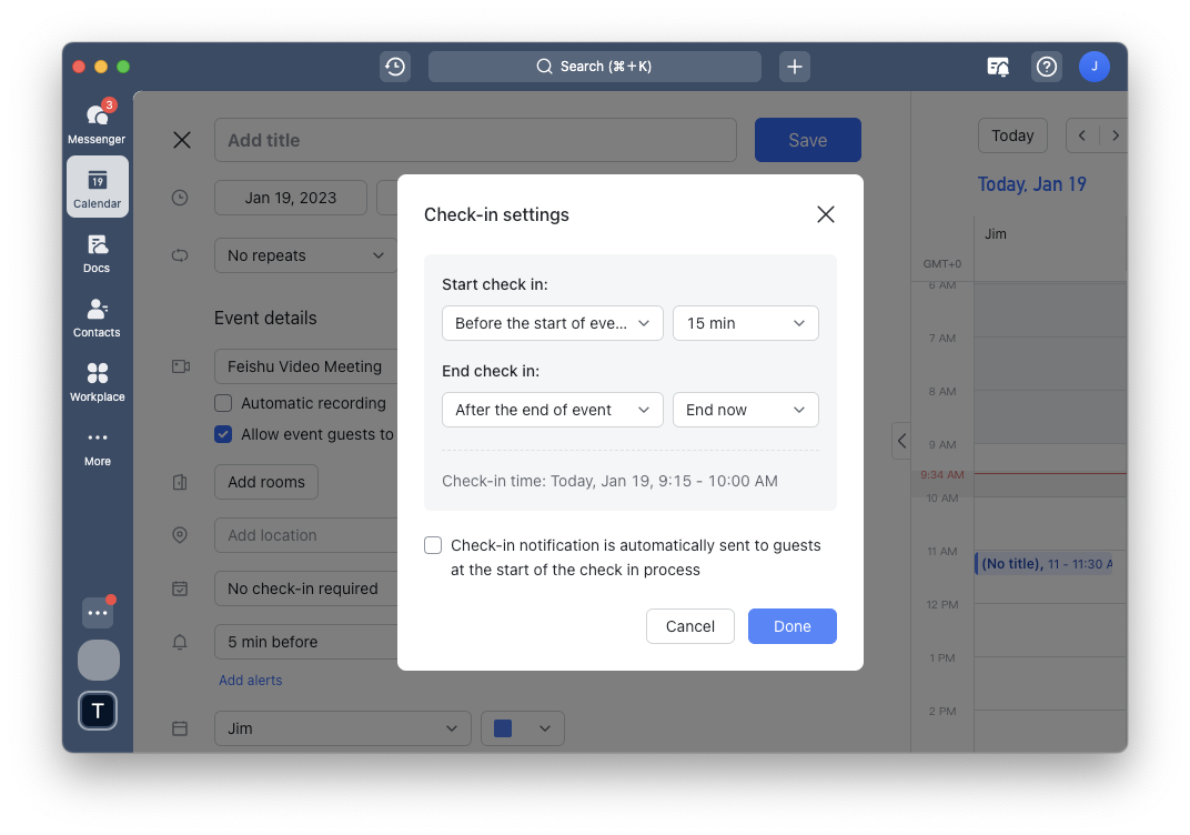 Use check-in for events