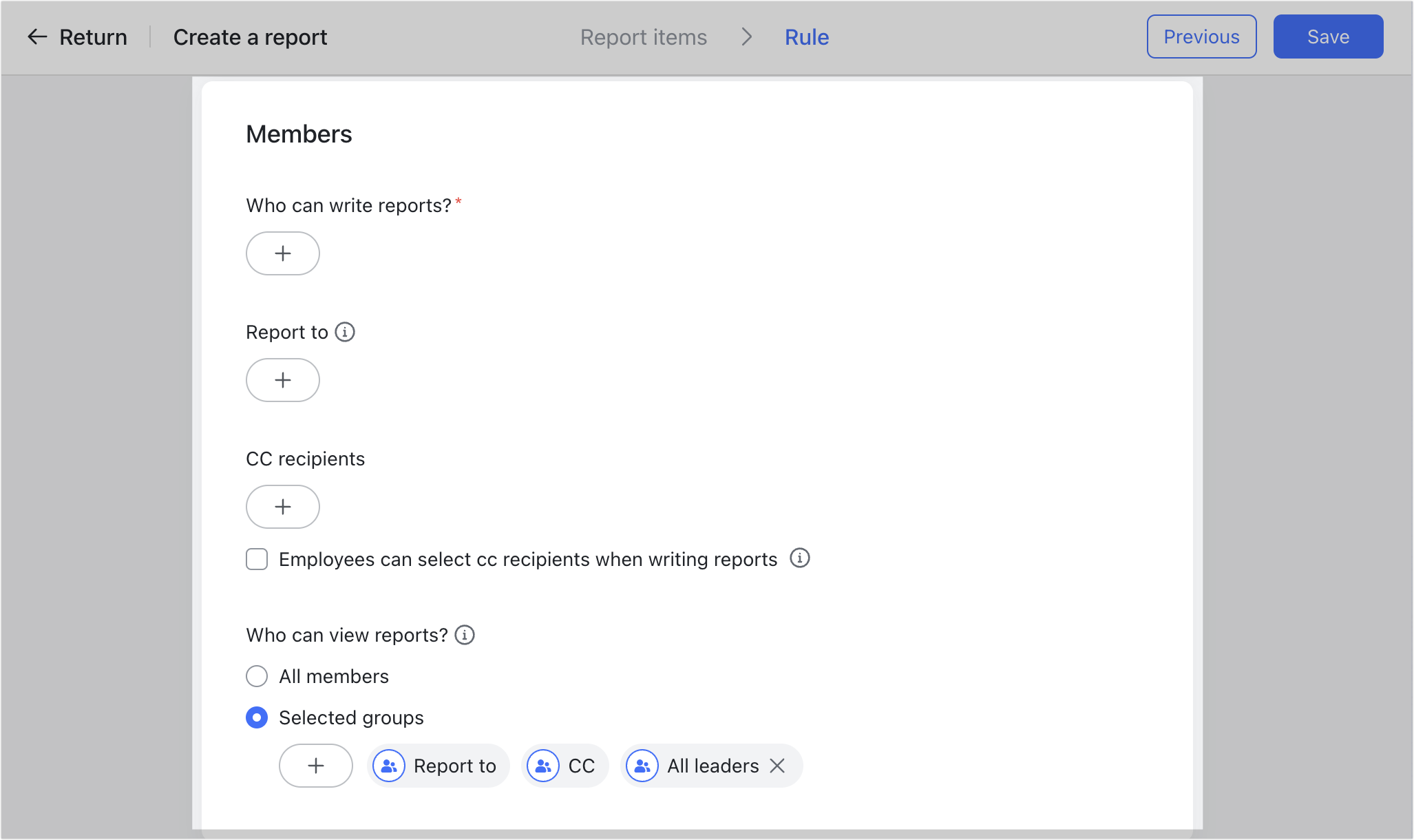 Set up report rules