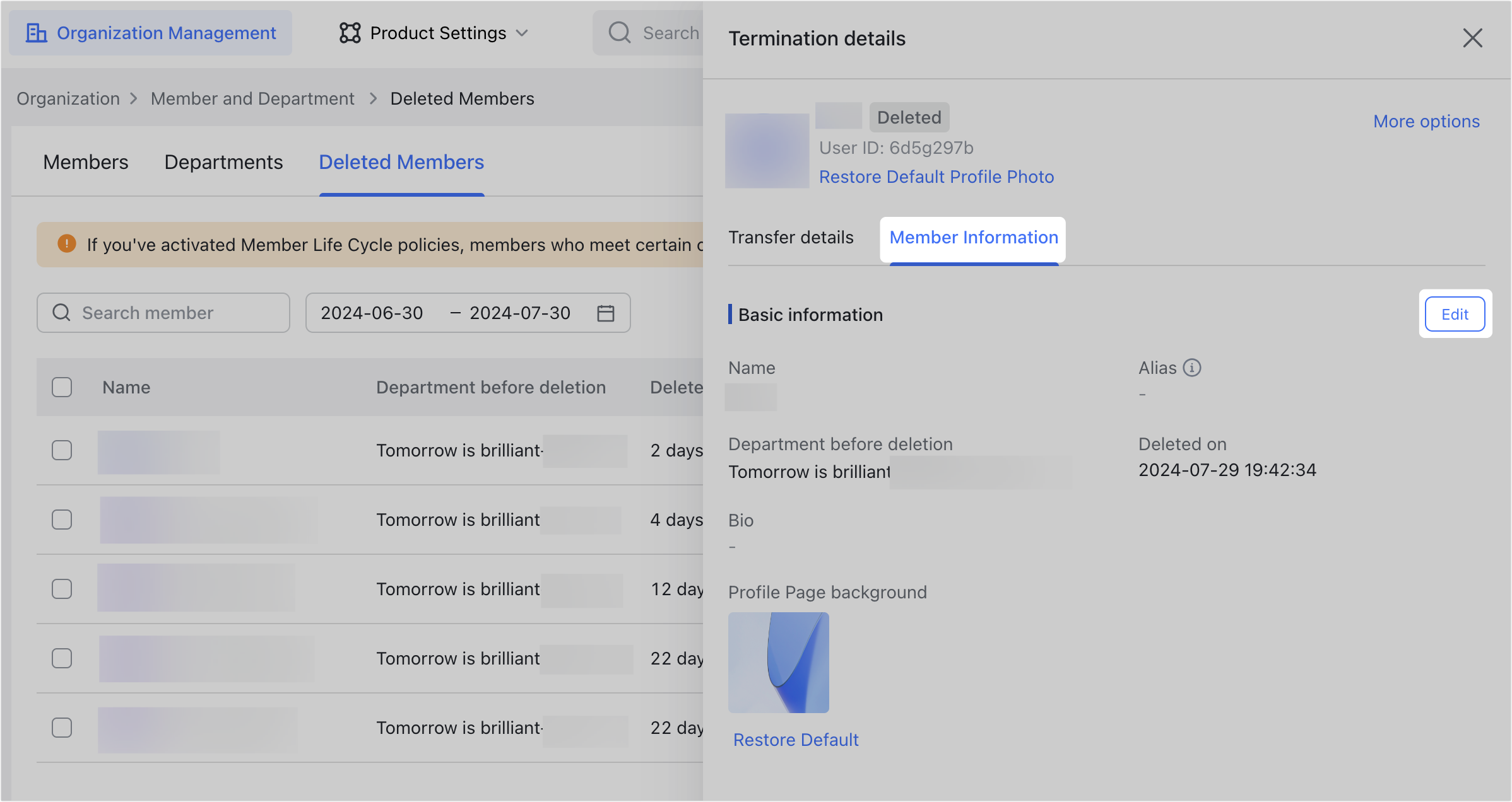 Admin | Delete members and reallocate resources