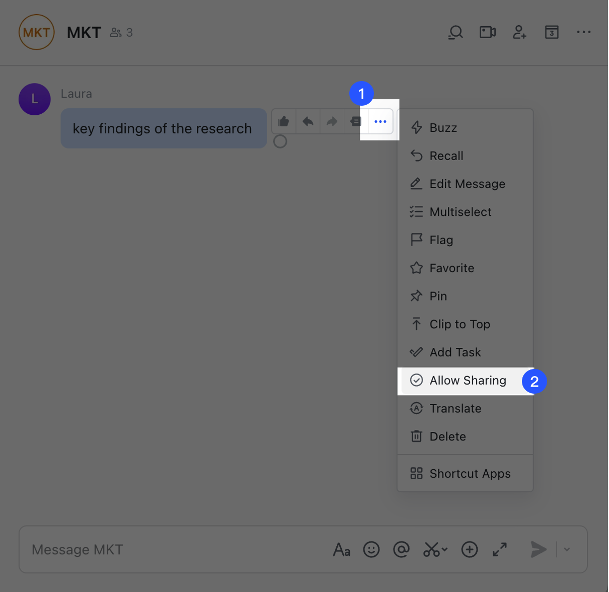 Restrict message sharing