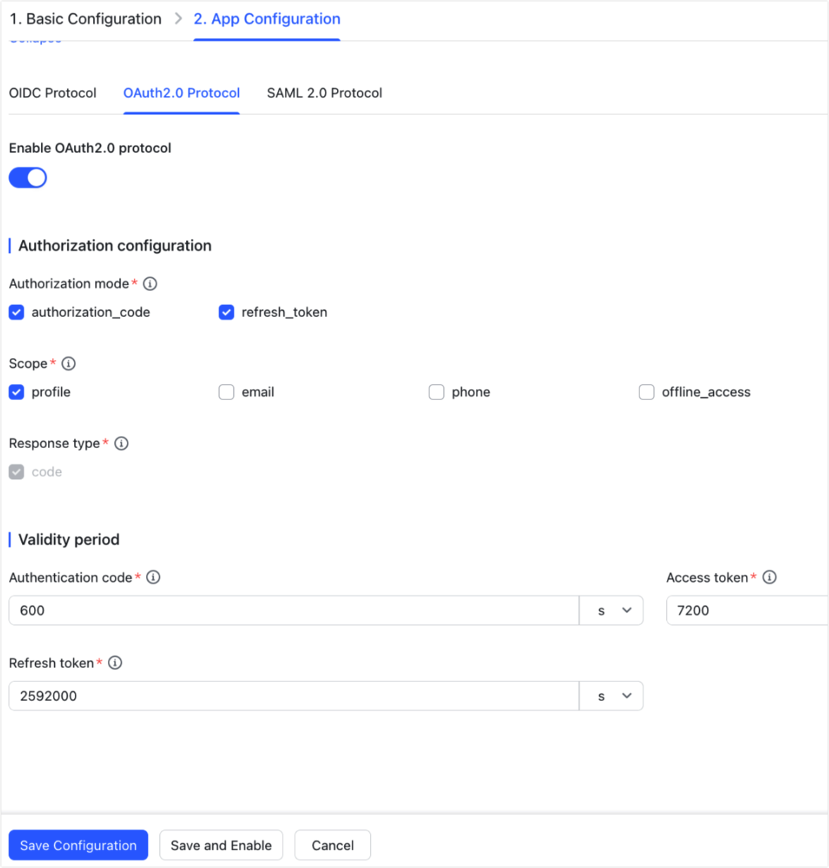 Configure SSO for an organization's custom apps (OAuth 2.0 protocol)