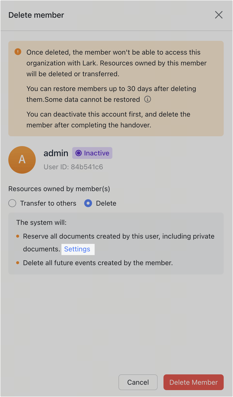 Admin | Delete members and reallocate resources