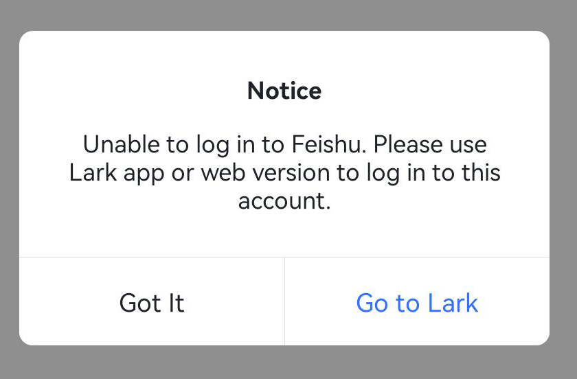 Lark accounts cannot log in to the current app?