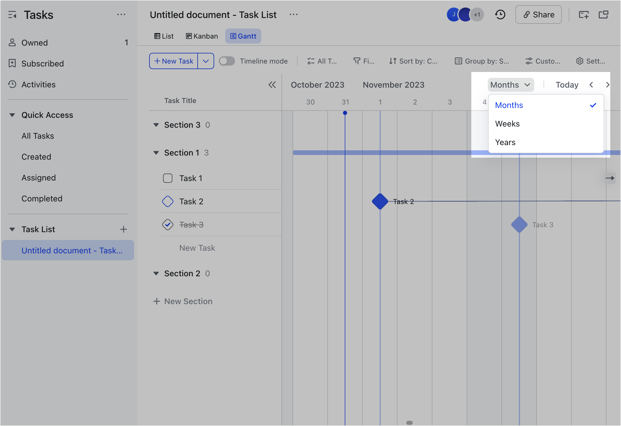 Use a Gantt chart to view and manage task list progress
