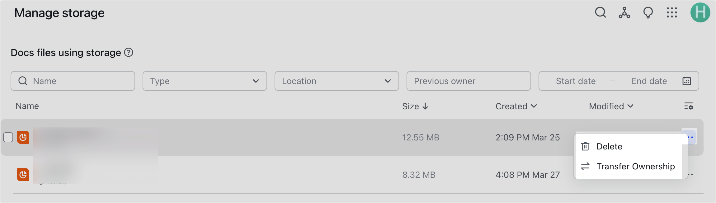 View and manage Lark Docs storage