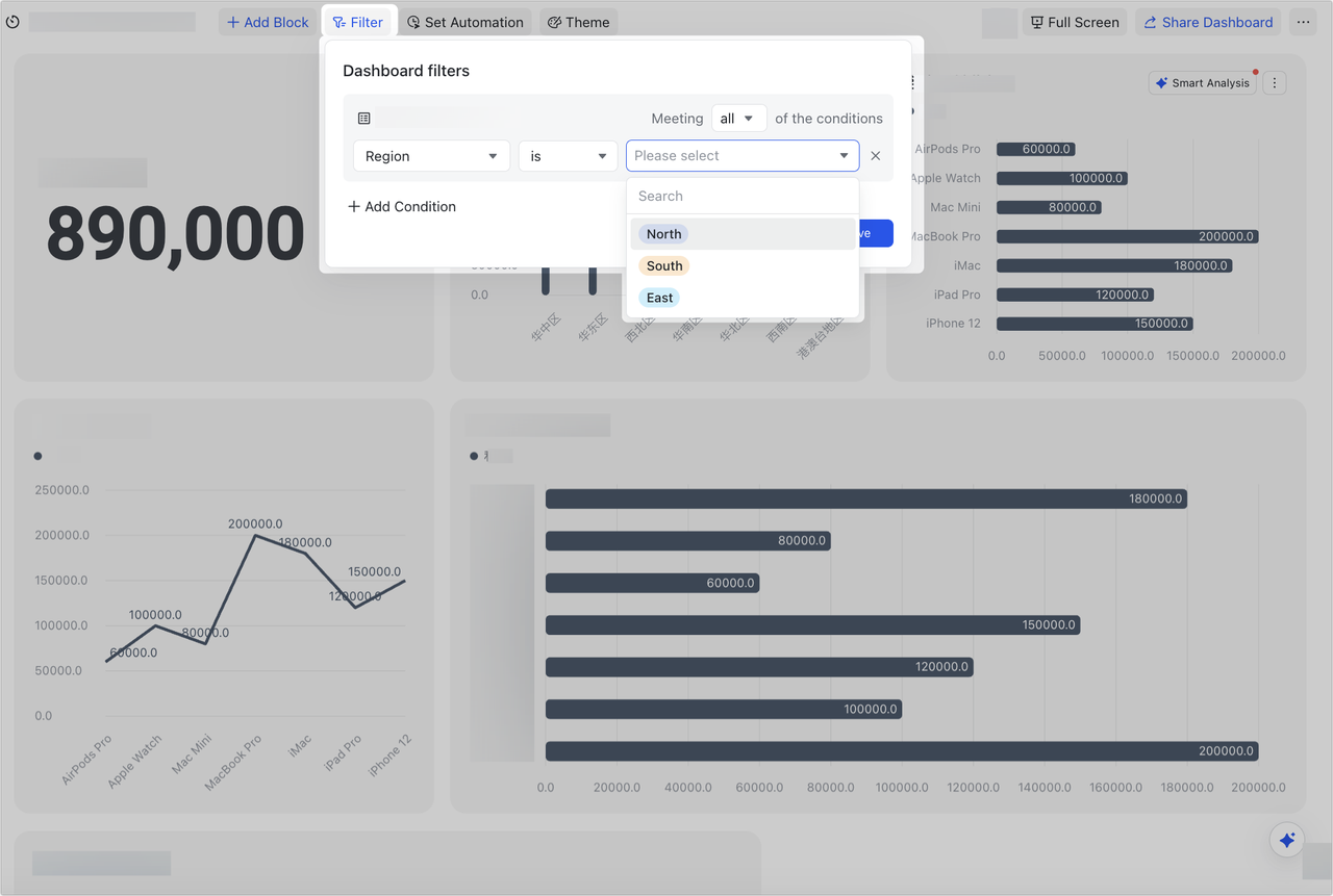 Filter data in Base dashboards