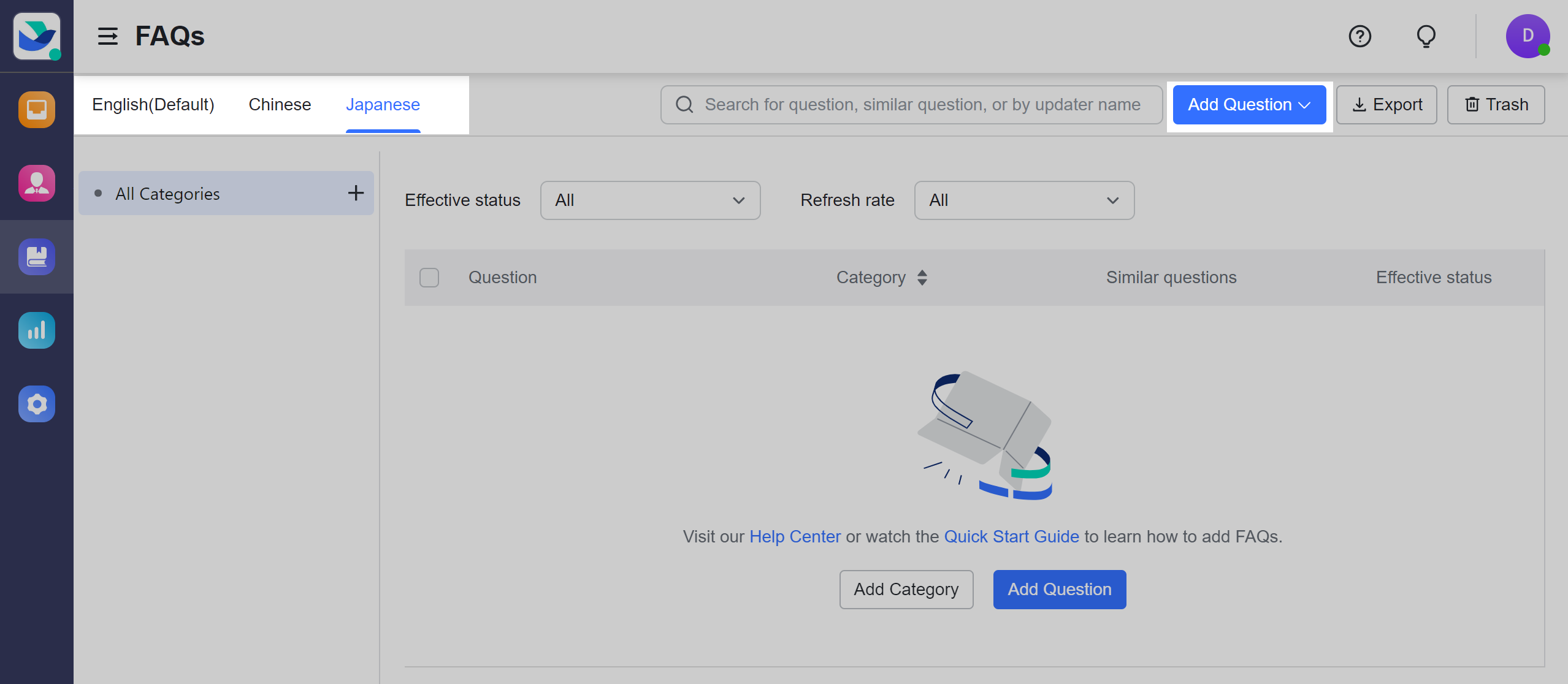 Use multi-language FAQs