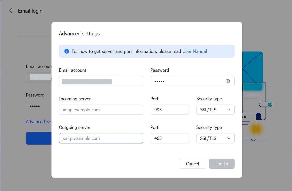 Obtain server and port information from your third-party email service ...