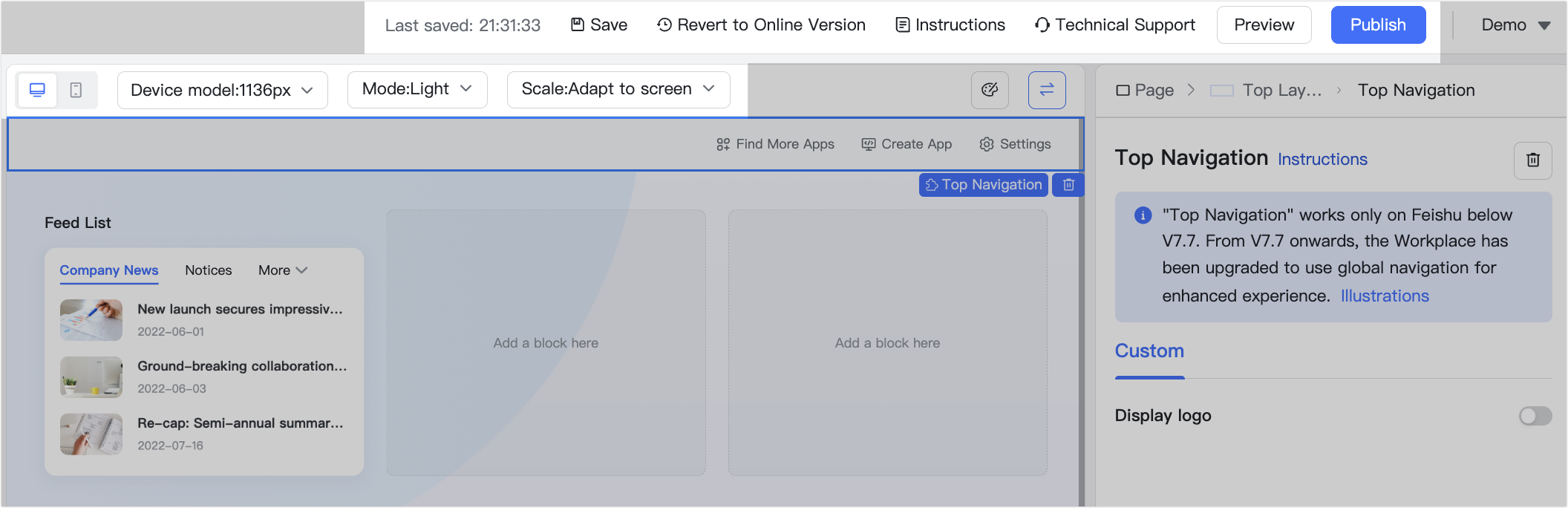 Edit a custom workplace with Workplace Builder